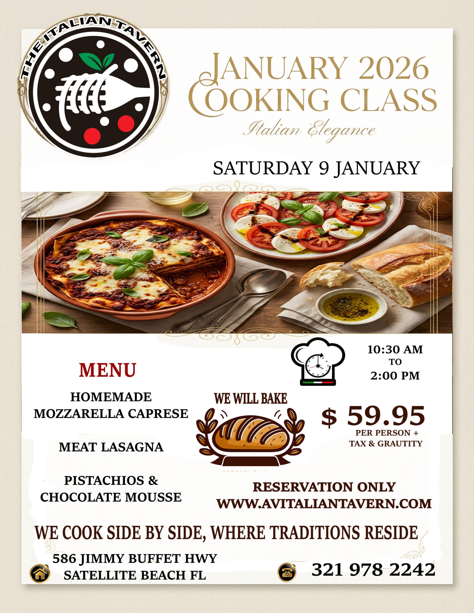 January 2026 Cooking Class – Antonio & Vittoria Italian Tavern